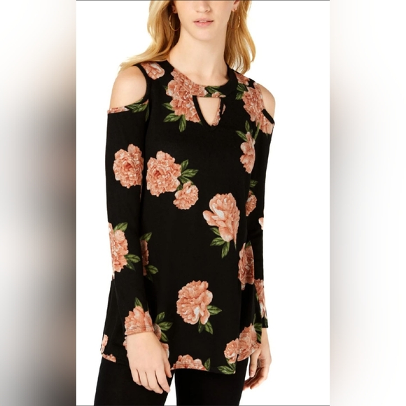 BCX | Tops | Bcx Black Tops With Pink Floral Design | Poshmark